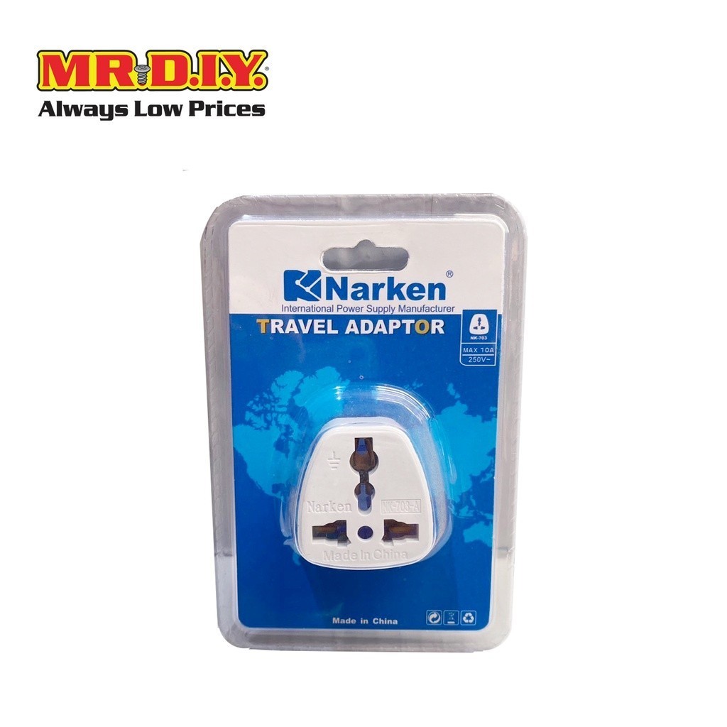[แพ็ก 3 ชิ้น] NARKEN ปลั๊กแปลง Travel Adapter 250 โวลต์ รุ่น NK-703-A ...