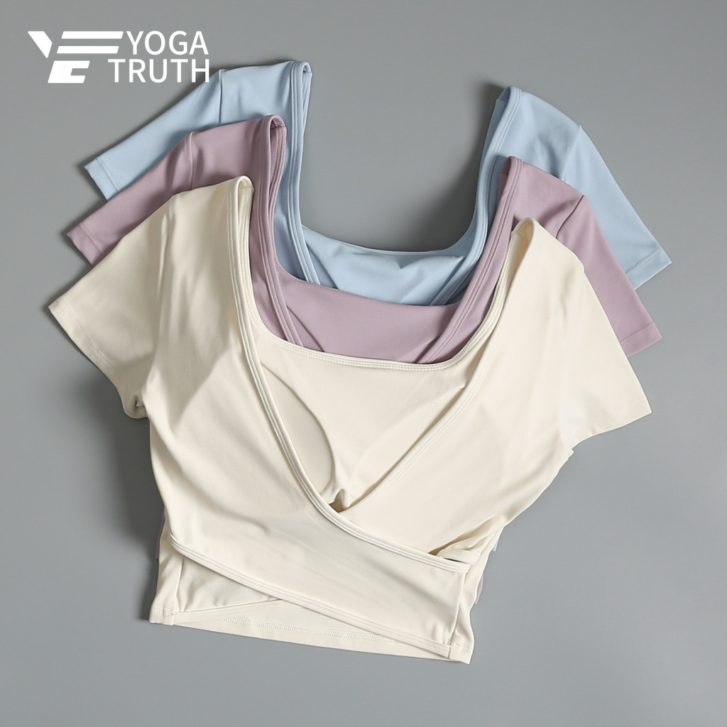 YOGATRUTH แขนสั้น_low back crop top สำหรับออกกำลังกายและเต้นรำ | Shopee ...