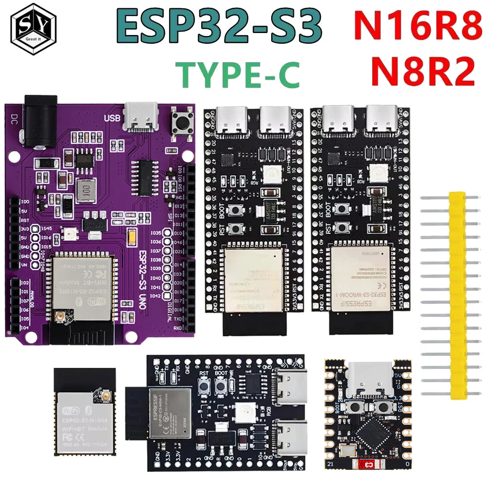 ESP32-S3-DevKitC-1 ESP32-S3-n16r8 n8r2 uno WiFi บลูทูธ BL 5.0 ตาข่าย Development Board ESP32 ...
