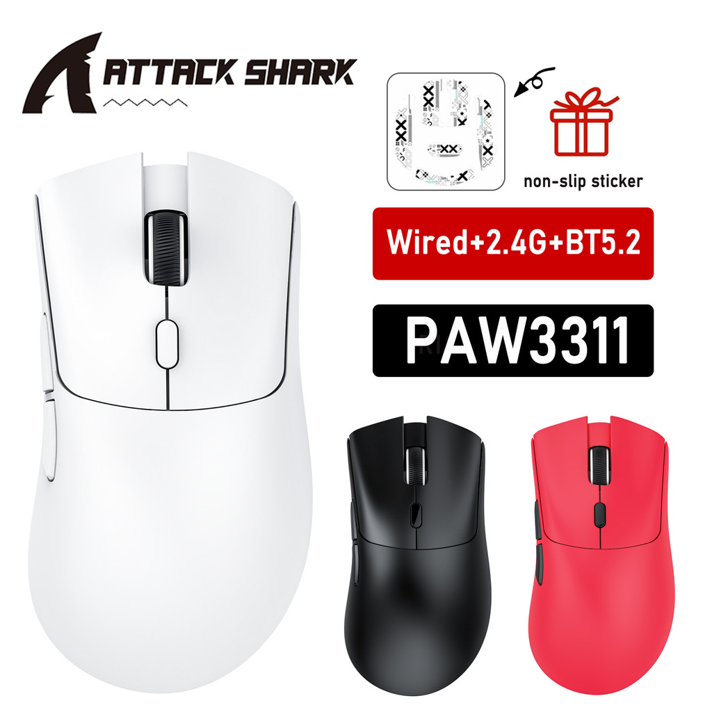 Attack SHARK R1 1000Hz เมาส์ไร้สายบลูทูธ 18000dpi PAW3311 Tri-mode ...