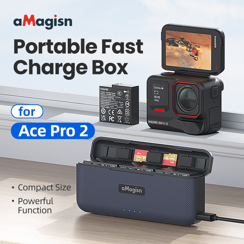 aMagisn Insta360 Ace Pro 2 Fast Charging Box+Original 1800mAh Battery ...