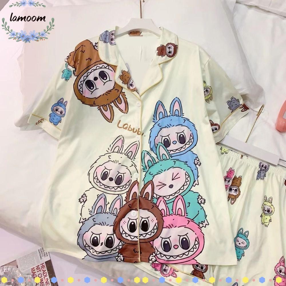 Lamoo ชุดนอน, ผ้าฝ้ายพิมพ์ผู้หญิงชุดนอน, Kawaii อะนิเมะการ์ตูนแขนสั้น ...