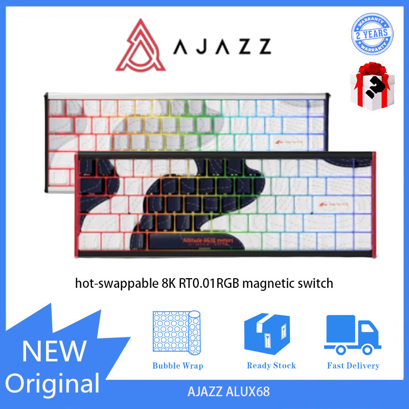 Ajazz ALUX68 อลูมิเนียมเต็มคีย์ hot-swappable 8KRT0.01RGB สวิตช์แม่เหล็กคีย์บอร์ดแบบกลไก ...