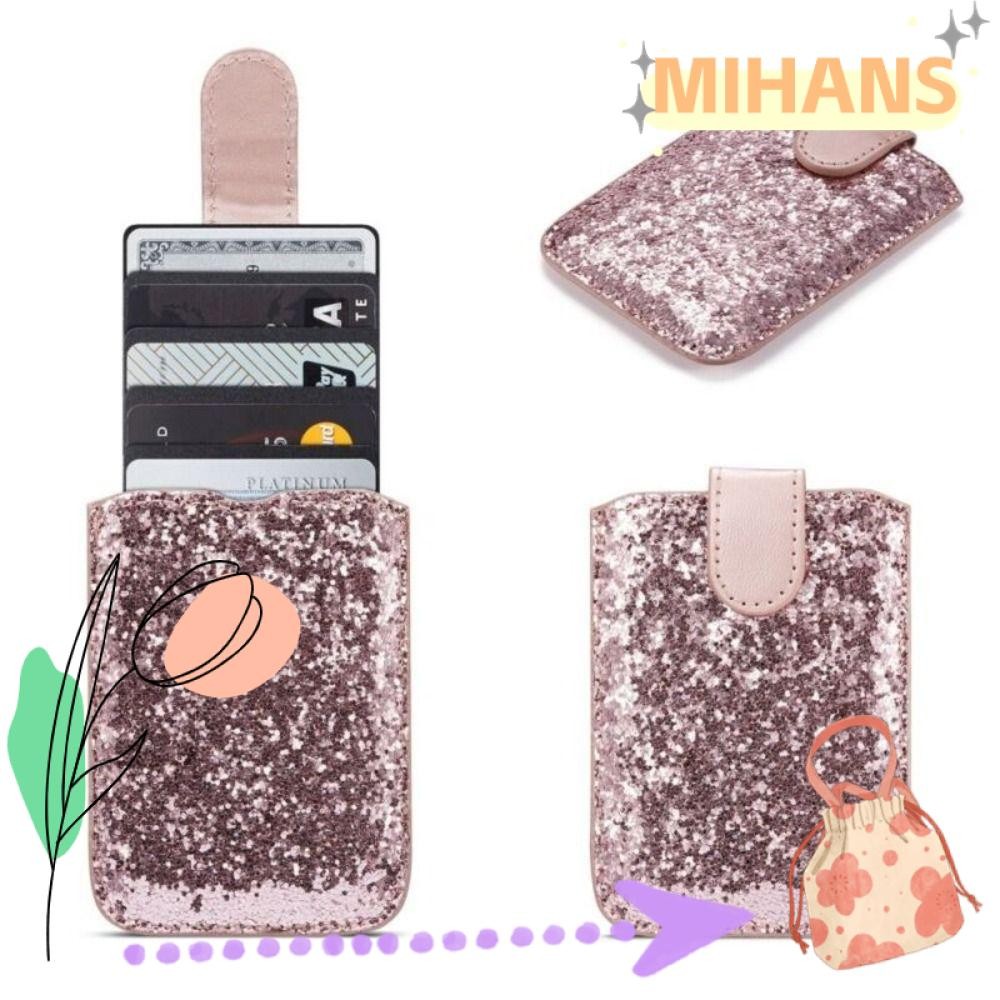 Mih กระเป๋าสตางค์โทรศัพท์มือถือ ,กาว PU หนังโทรศัพท์ ID Card Holder, Universal สีทึบ RFID ...
