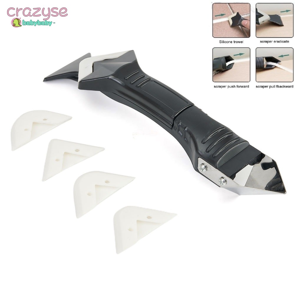 [Cra]คุณภาพสูง 3in1 SilicFor Remover Caulk Finisher Sealant Smooth Scraper Grout Kit เครื่องมือ ...