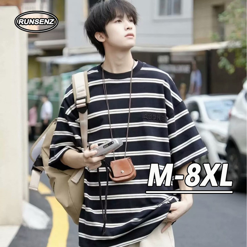 M-8xl แฟชั่นเกาหลีลายแขนยาวผู้ชายขนาดบวกเสื้อยืดลําลองหลวม Oversize Tee | Shopee Thailand