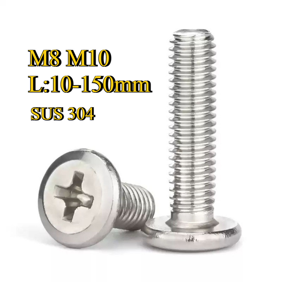 น็อต หัวจมแบน หัวกลมแบน P+ สแตนเลส 304 เกลียวมิล หยาบ/ Round Flat Head ...