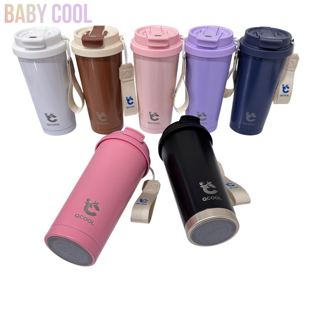 QCOOL แก้วน้ำสแตนเลสเก็บอุณหภูมิ 500ml ใส่เครื่องดื่มร้อน/เย็น ฝา 2-in-1 เก็บร้อน 12 ชม เย็น 24 ...