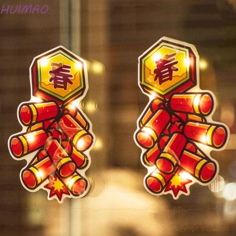 Huimao Lucky LED สติ๊กเกอร์ติดหน้าต่าง, ไฟตกแต่งปีใหม่แบบใช้ซ้ําได้แบบ ...