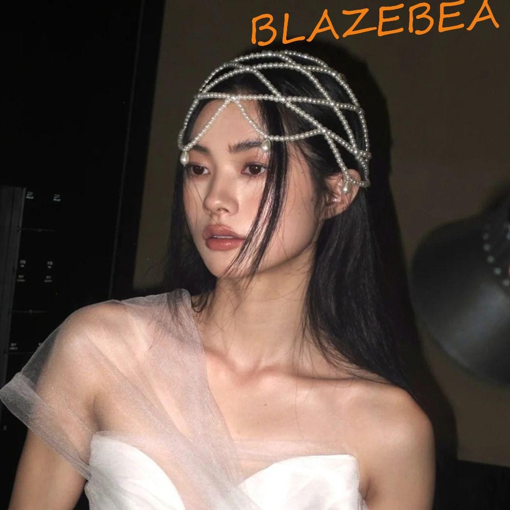 Blazebea Pearls Hairband, Luxury เจ้าสาวไข่มุกหัว, อารมณ์ Handmade งานแต่งงานสีขาว Boho แถบคาด ...