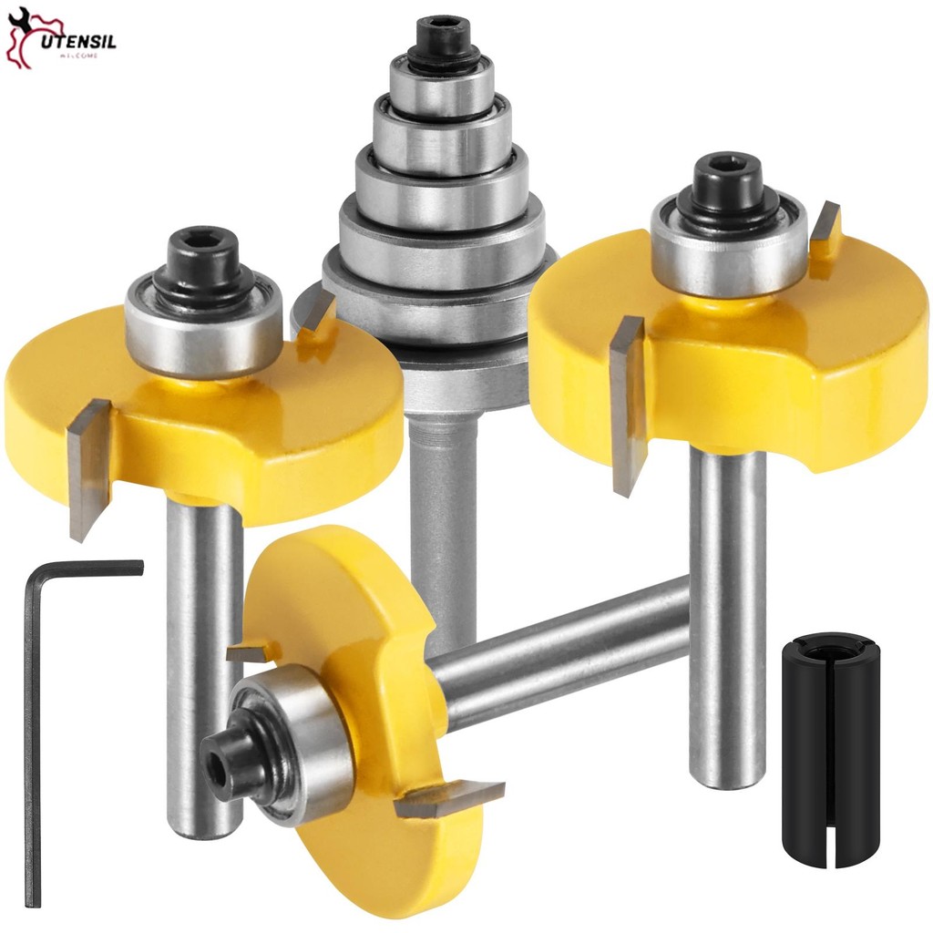 1/4 นิ้ว Shank Rabbet Router Bit ชุดไม้ Rabbeting Router Bit 6 แบริ่ง ...