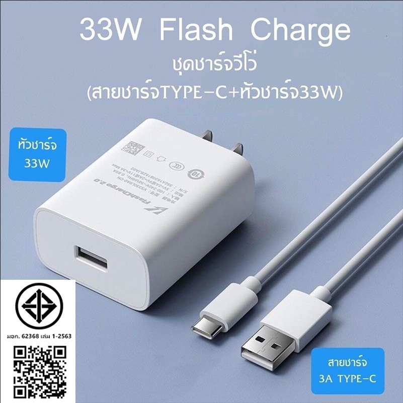 33W Type C ชาร์จเร็ว (สาย + หัวชาร์จ) สำหรับ X30 X50 Z1x | Shopee Thailand