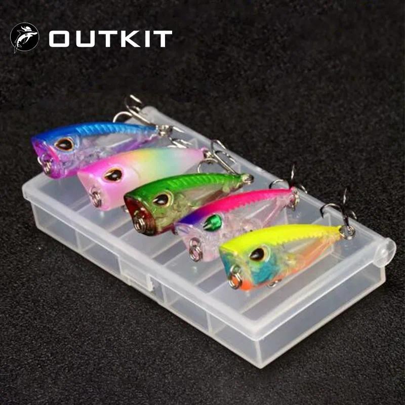ใหม่ 5pcs Mini Popper 4 ซม.3.5g ชุดล่อตกปลาชุดกล่อง CrankBaits Wobblers ...