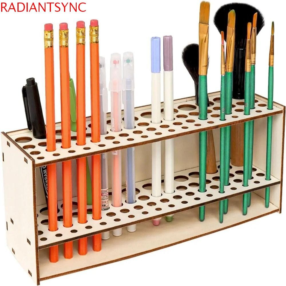 Radiantsync แปรงทาสี, กรอบไม้แปรงสีน้ําในครัวเรือน Rack, เรียบง่าย 67 หลุม DIY ประหยัดพื้นที่ ...
