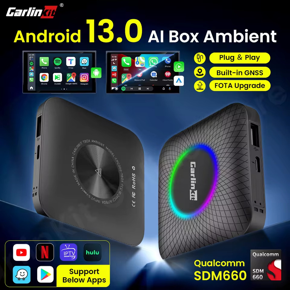 【ส่งเร็ว】Carlinkit SDM660 Tv Box Android 13 ai box Qualcomm 8 Core รถยนต์ Android Auto apple ...