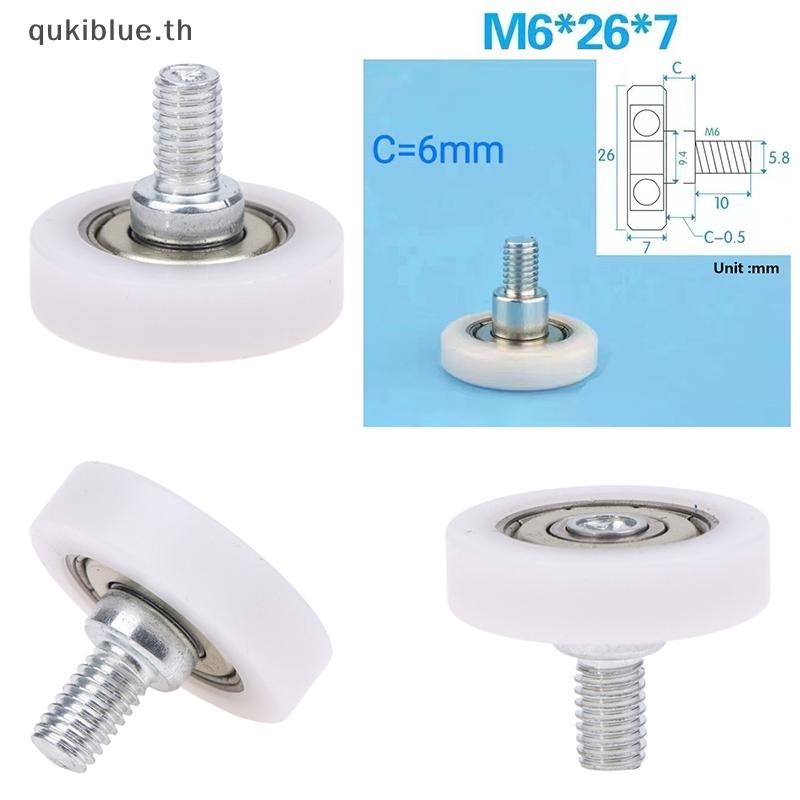 Qukiblue.th 1PC 6*26*7 M6 ด้ายภายนอก Arc ทรงกลมล้อนูนสแตนเลสสกรูแบริ่งลูกกลิ้งประตูหน้าต่างติด ...