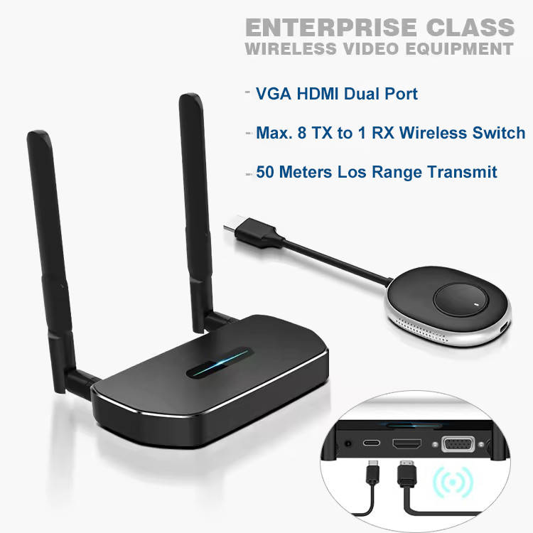 50m Wireless HDMI Extender Audio Video Transmitter และ Receiver VGA ...