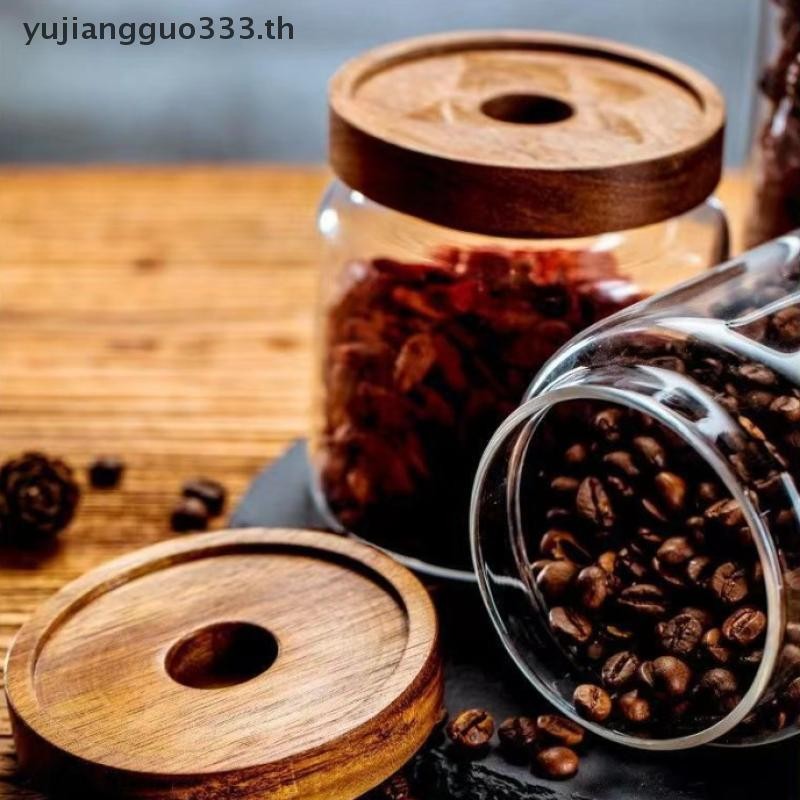 # yujiang # 1 ชิ้นฝาไม้ Orgnizer แก้ว Airtight Canister ห้องครัวขวด Jar ปิดผนึกภาชนะบรรจุอาหาร ...