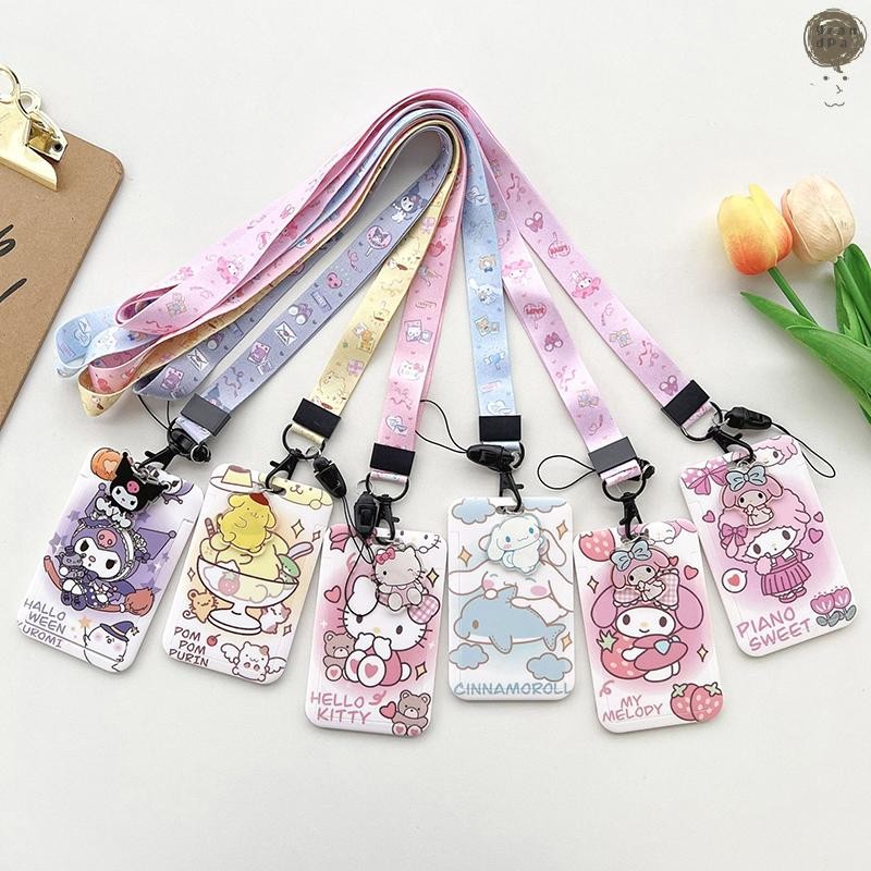 [GR] การ์ตูน Sanrio Series อะนิเมะผู้ถือบัตร Lanyard ID เคสป้องกัน Anti ...