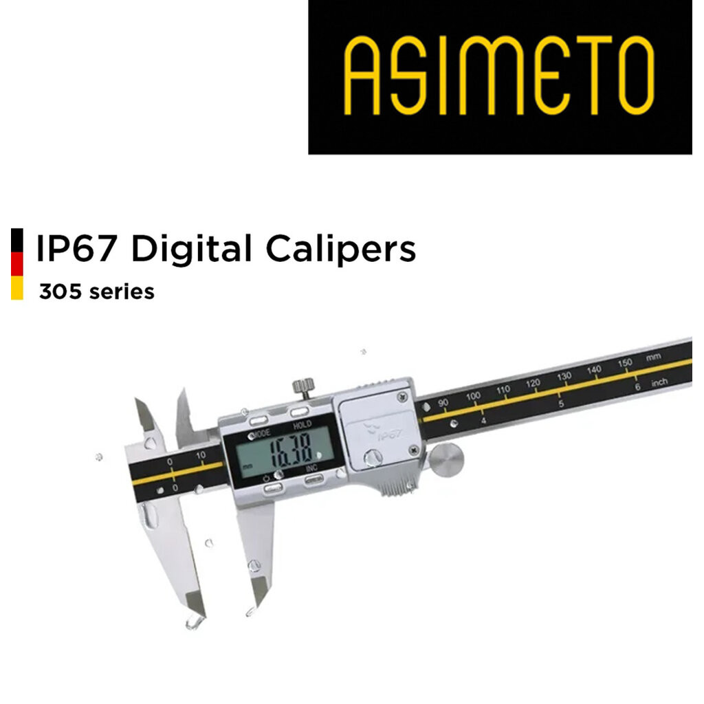 Asimeto เวอร์เนียดิจิตอลกันน้ำกันฝุ่น ปุ่มโลหะ (IP67 Digital Caliper) 0 ...