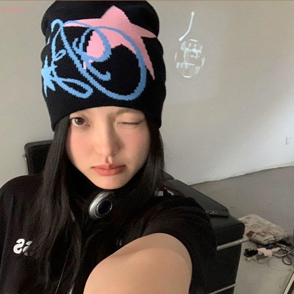 Qqmall Star ถัก Skullies Beanies, Bonnet Hip-hop โครเชต์หมวก,ฤดูใบไม้ร่วง Street หมวกโครเชต์ Y2k ...