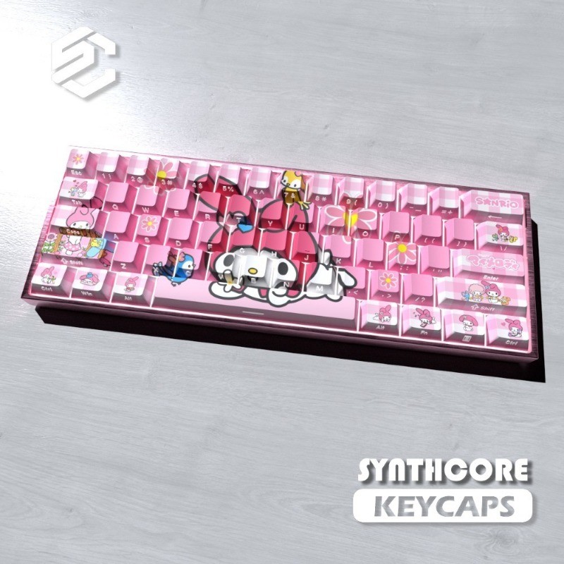 My Melody Keycap 74 คีย์โปรไฟล์เชอร์รี่ PBT Letter พิมพ์ด้านข้าง LED ...