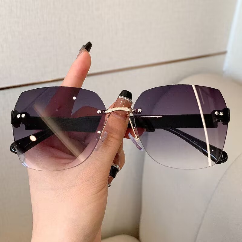 แฟชั่น Rimless Beach Gradient Sunglass Original Lady Retro Branded ...