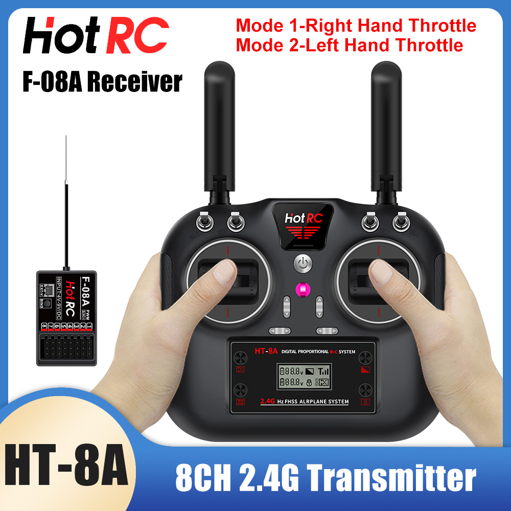 HotRC HT-8A RC TransmitterA พร้อม F-08A ตัวรับสัญญาณเหมาะสําหรับ RC Drone รีโมทคอนโทรล,HT-10A RC ...