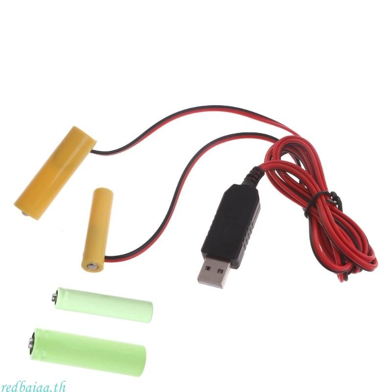 Redbaiaa 3V AA AAA สายไฟ USB เครื่องกําจัดปลอมเปลี่ยน 2x1 5V AAA AA ...