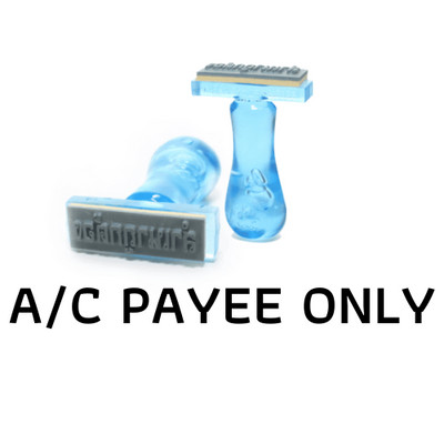 "A/C PAYEE ONLY" ตรายางสำเร็จรูป ด้ามจับพลาสติกสีฟ้าใส | Shopee Thailand