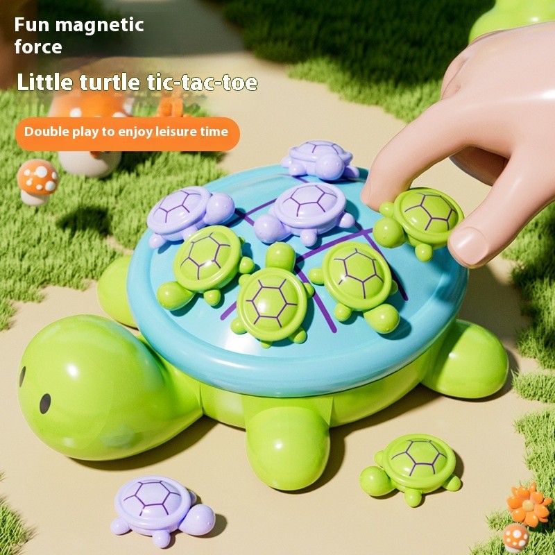 Fun Little Turtle Tic-Tac-Toe - ดีไซน์แม่เหล็กสําหรับแนบสนิท เปลือกมีที่เก็บของในตัว ผลิตจาก ...