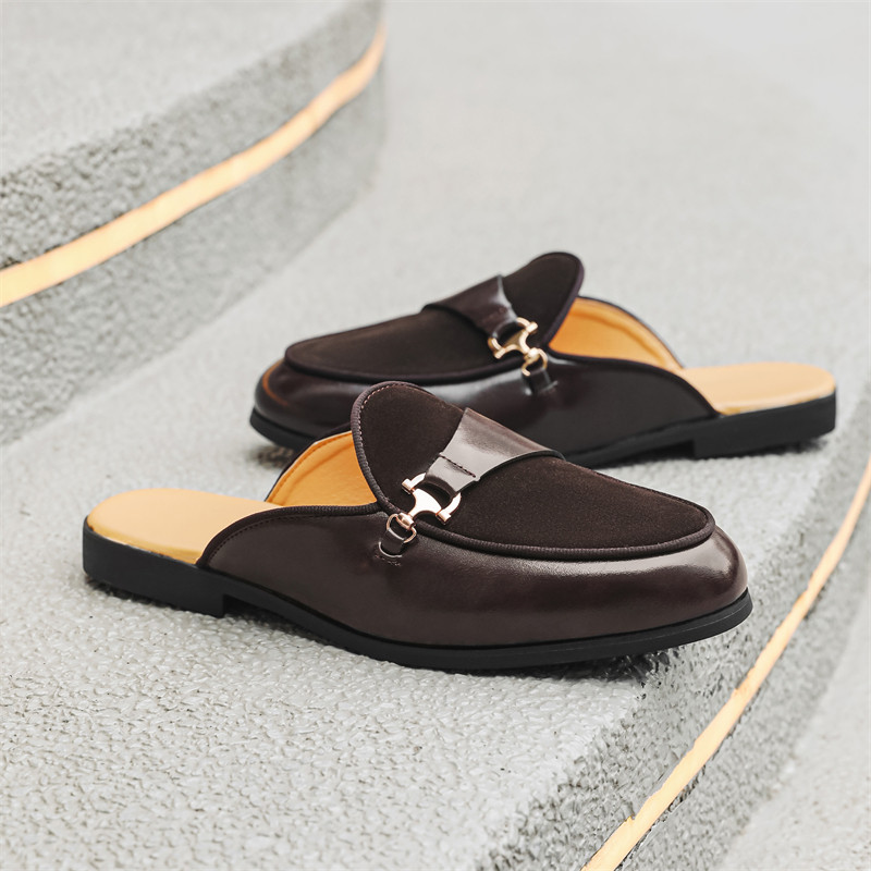 Retro Men Slip On Shoes Backless Loafers Business Work Casual Soft ...