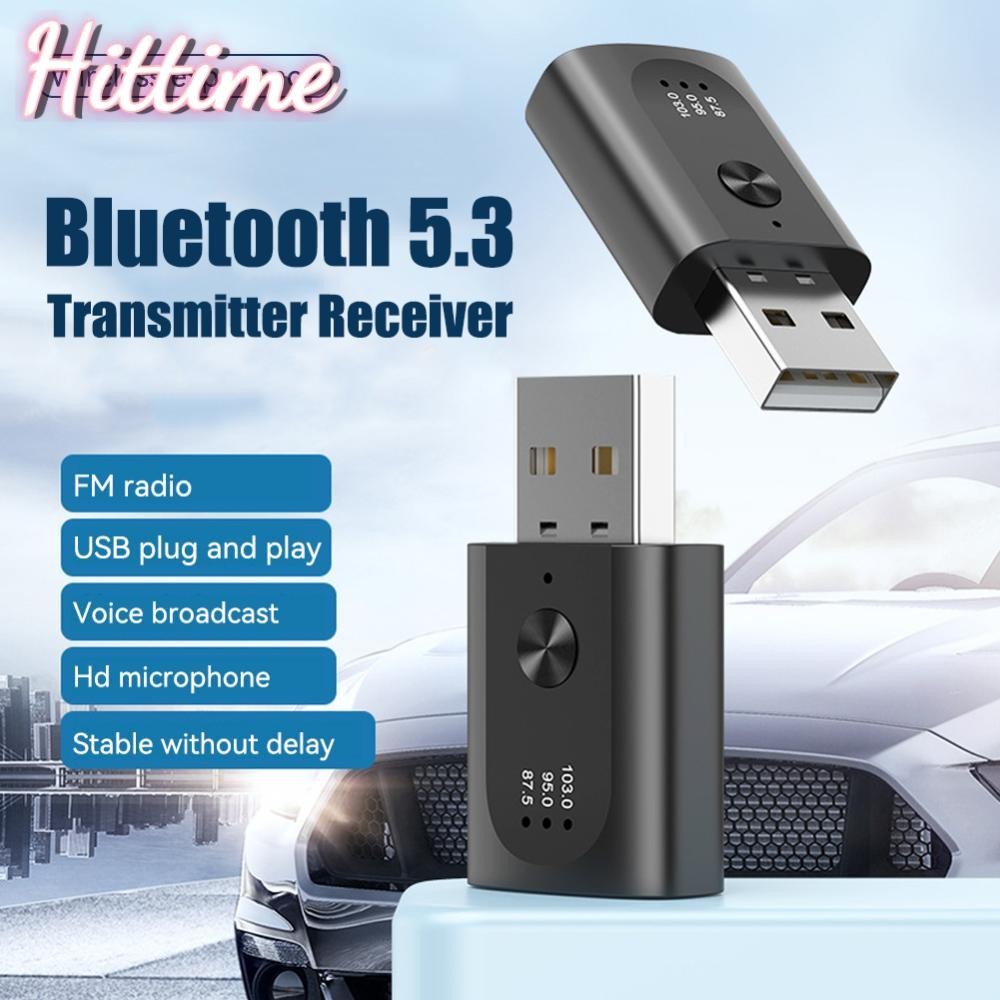 Hittime รถ USB เครื่องส่งสัญญาณแฮนด์ฟรีโทรบลูทูธ 5.3 Power Car Kit อัตโนมัติสเตอริโออะแดปเตอร์ ...