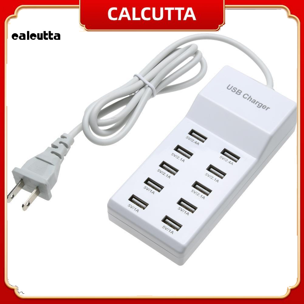[calcutta] 10 พอร์ต Fast USB ชาร์จพอร์ตอะแดปเตอร์รางปลั๊กไฟ Wall Travel ...