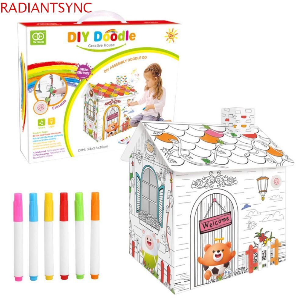 Radiantsync DIY สีกระดาษแข็งขนาดใหญ่, Handmate ไดโนเสาร์กระดาษแข็ง Playhouse, รถ 3D Modele ...