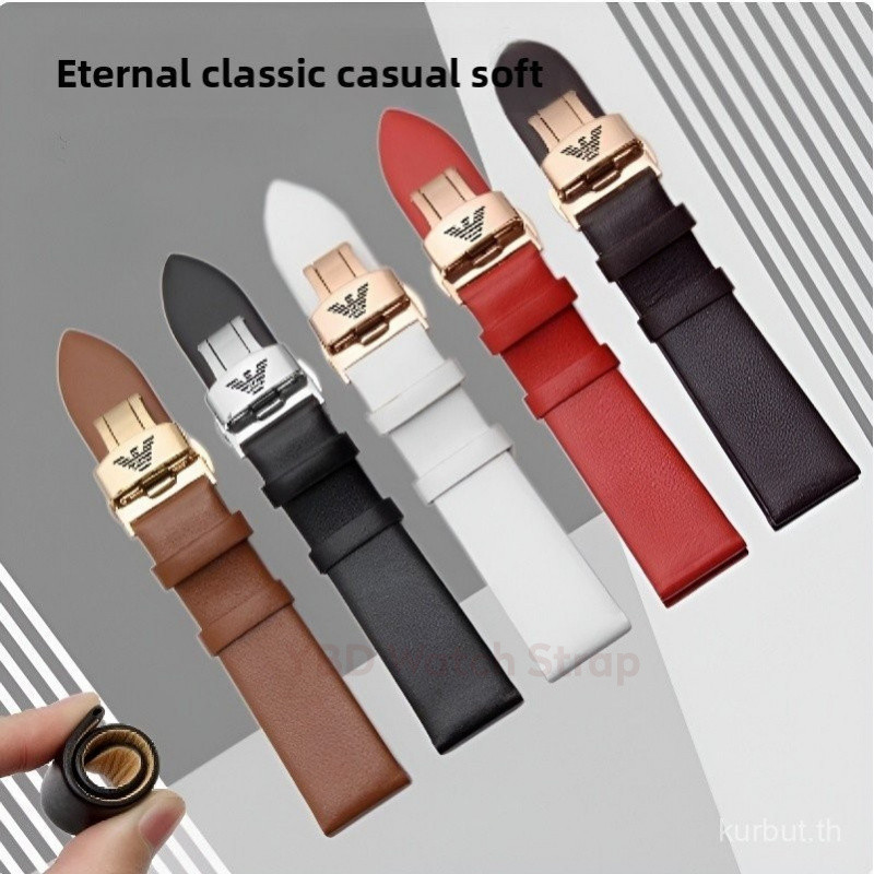 สายหนังแท้สำหรับนาฬิกาคู่ Armani ขนาด 12/14/16/18/20/22 มม. เหมาะกับ ...