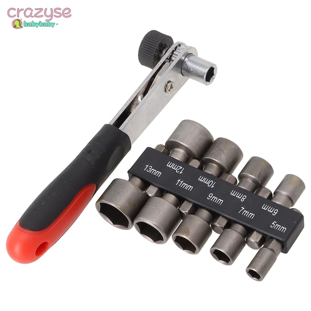 [Cra]คุณภาพสูง 10 ชิ้นประแจวงล้อ 5-13 มม.Power Nut Driver อะแดปเตอร์ ...