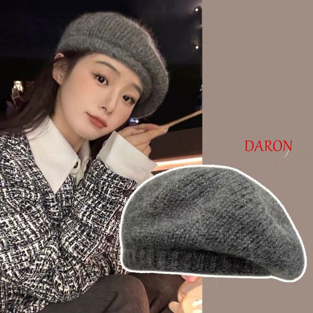 Daron ถัก Beret หมวก, Mohair ขนสัตว์ปุยจิตรกรหมวก, Casual สีทึบ Y2K Harajuku ถักแปดเหลี่ยมหมวก ...