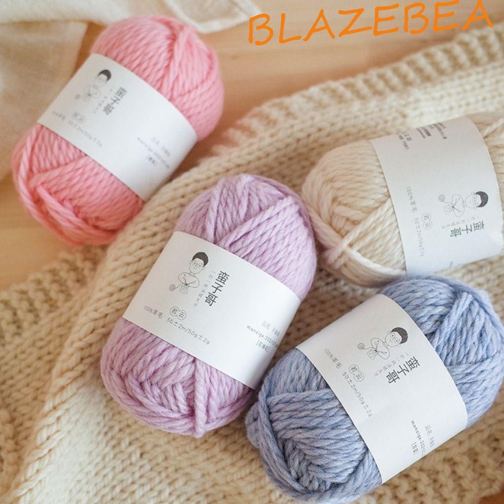 Blazebea เส้นด้ายโครเชต์, เส้นด้ายขนสัตว์นุ่มอบอุ่น, ผ้าพันคอ 5 มม. Handmade DIY ถักเส้นด้ายเย็บ ...