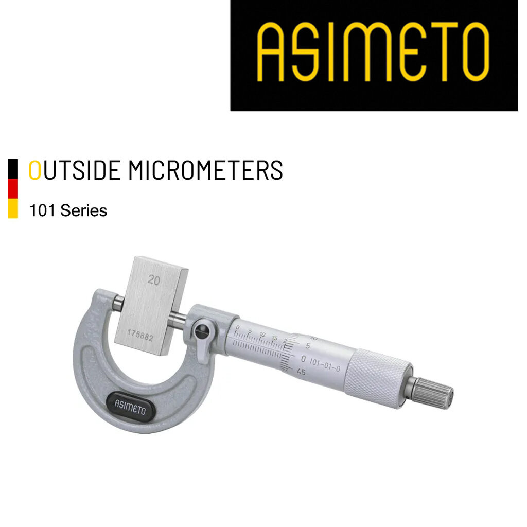 Asimeto Micrometer ไมโครมิเตอร์วัดนอกหน่วยมิล ความละเอียด 0.01 มม ช่วงการวัด 0-300 mm ช่วงละ 25 ...