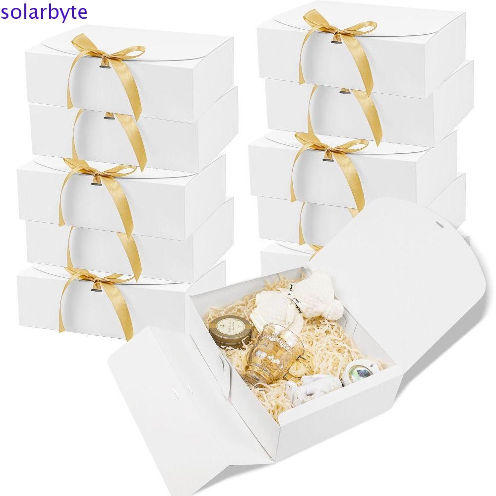 Solarbyte 10 ชิ้นกล่องกระดาษของขวัญ,พับสีทึบวันเกิดงานแต่งงานกล่องบรรจุภัณฑ์,สะดวก DIY Bow ...
