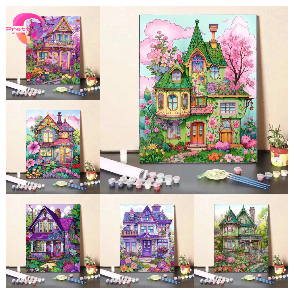 PLCastle ภาพวาดดิจิตอล diy ตกแต่งผนังระบายสีตามตัวเลข 40x50 ซม. | Shopee Thailand