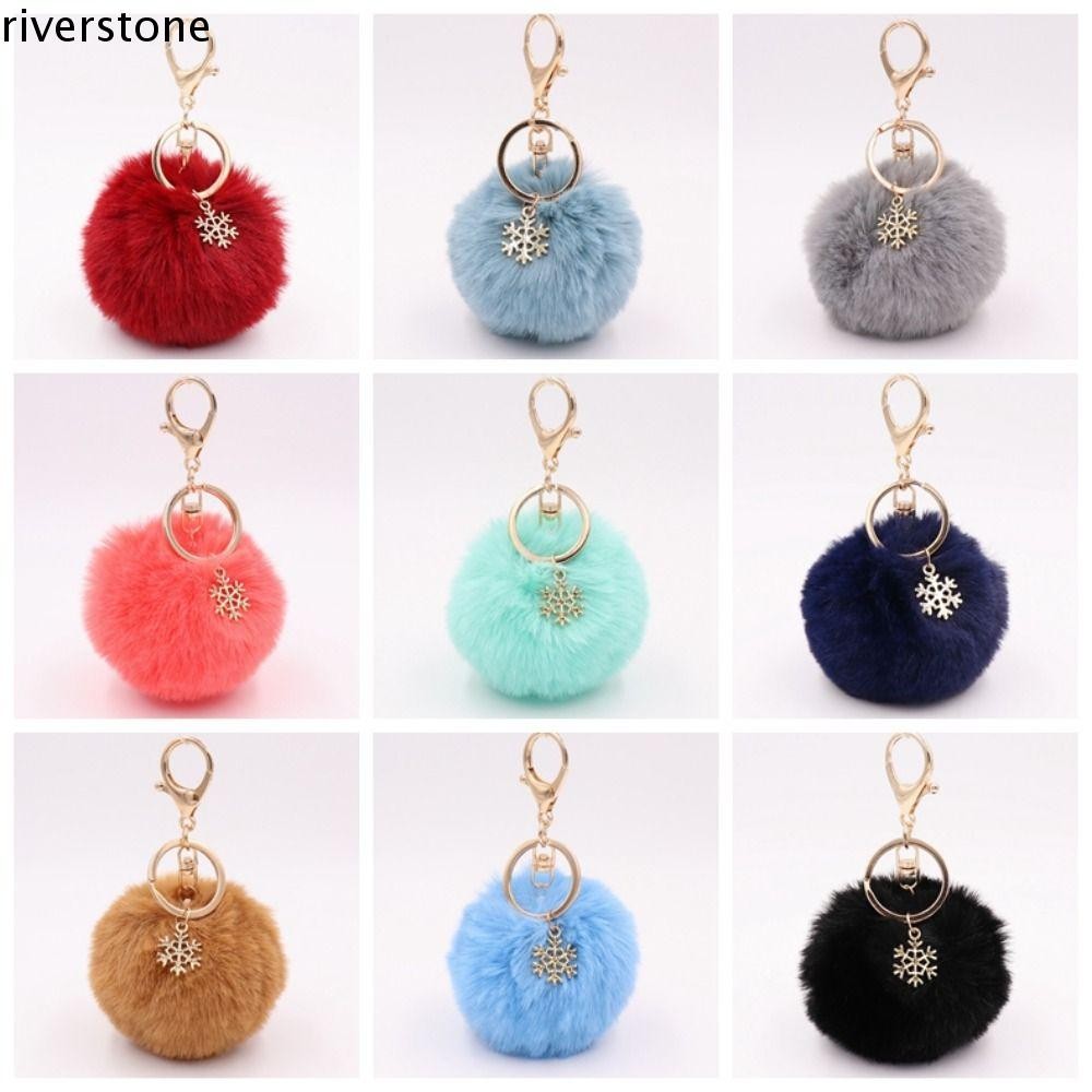 Riverstone Fur Ball Key Chain, 21 สี Fluffy Pompom จี้,กระเป๋าแฟชั่น ...