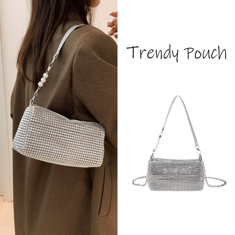 TRENDY POUCH ประดับเพชร กระเป๋าสะพาย มันวาว เพชร ผู้หญิง กระเป๋าจัด ...