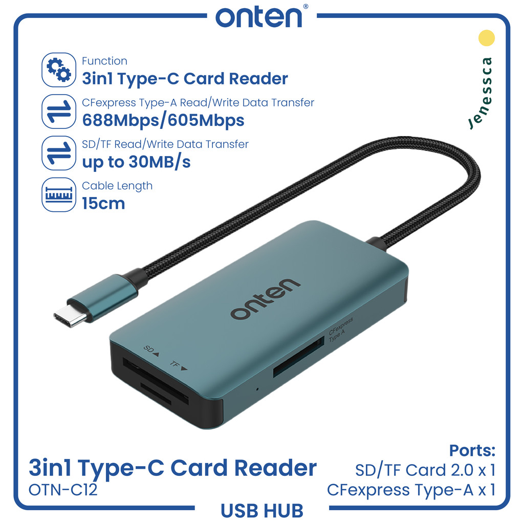 Onten CFExpress เครื่องอ่านการ์ด Type-A/XQD เครื่องอ่านการ์ด SD/TF 3in1 OTN-C12/C13 JNSC ...