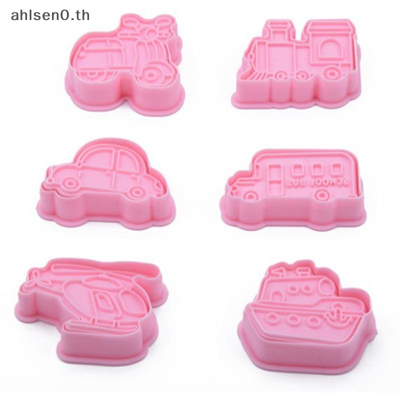 Ahlsen0 6 ชิ้น 3D รถเครื่องบินเครื่องตัดคุกกี้บิสกิตแม่พิมพ์รถไฟรถเบเกอรี่เครื่องตัดเค้ก th ...