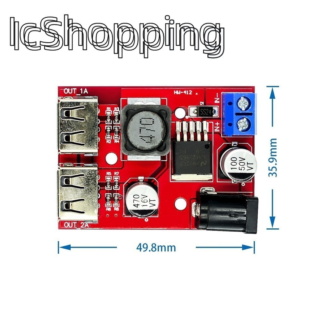 Lm2596 LM2596S Dual USB DC-DC 9V 12V 24V 36V ถึง 5V 3A Step Down Buck Converter Board Car ...