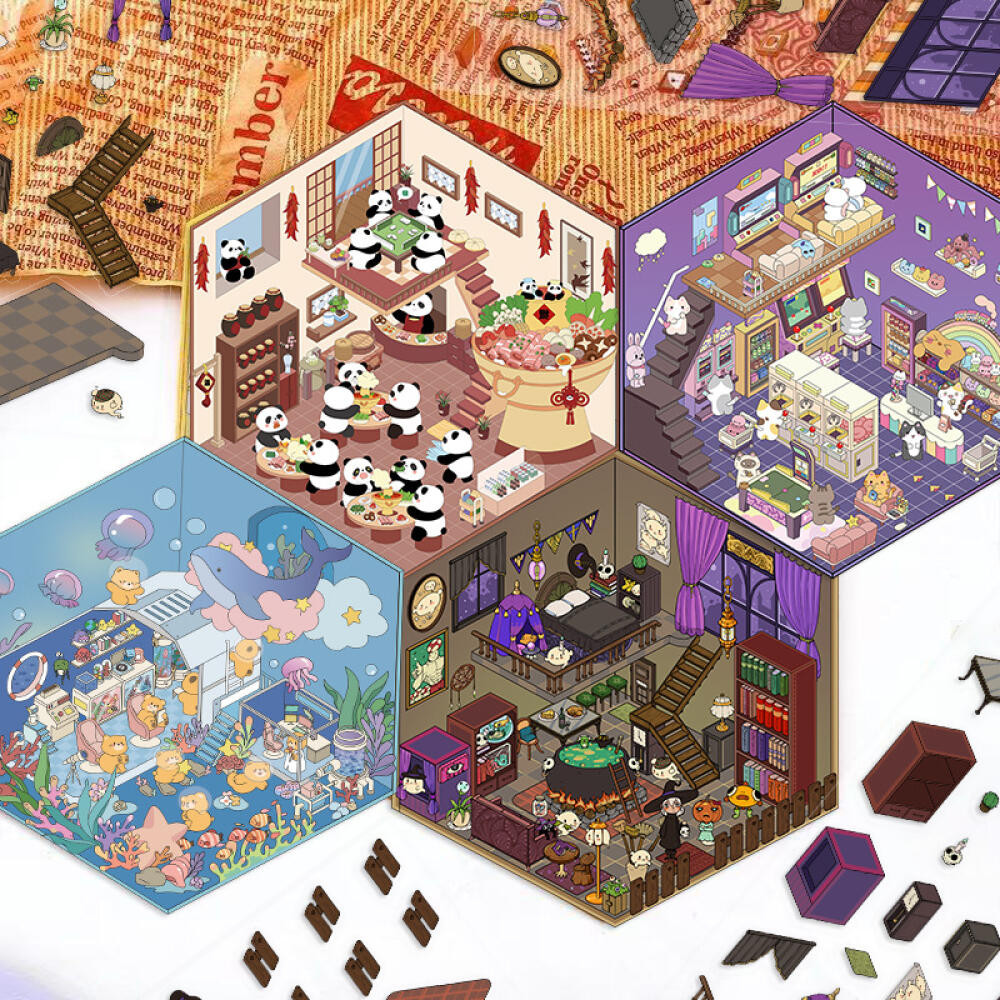Kowei 3 ชิ้น [ชุดไดอารี่บ้าน] น่ารัก 3D Journal สติกเกอร์สติกเกอร์กัน ...