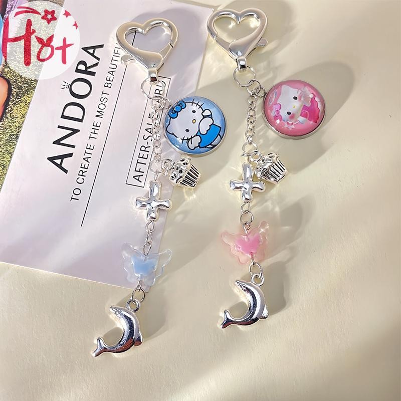 Ge Kawaii Hello Kitty โทรศัพท์ Charm Sanrio KT แมว Dolphin พวงกุญแจ Y2K ...