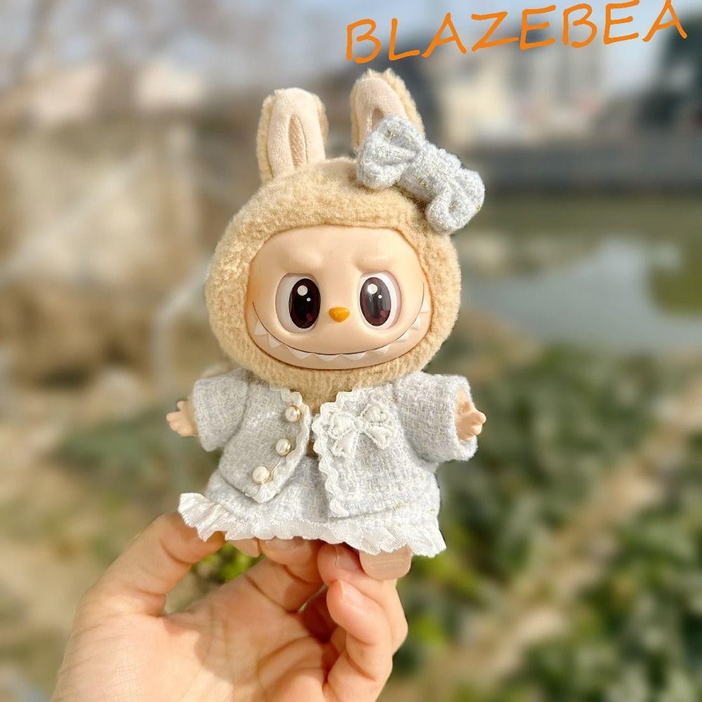 Blazebea นั่ง Labubu Time ผ้า, Bowknot Pearl ปุ่ม Labubu ตุ๊กตาเสื้อผ้า, แฟชั่นแต่งตัวเปลี่ยนคอ ...